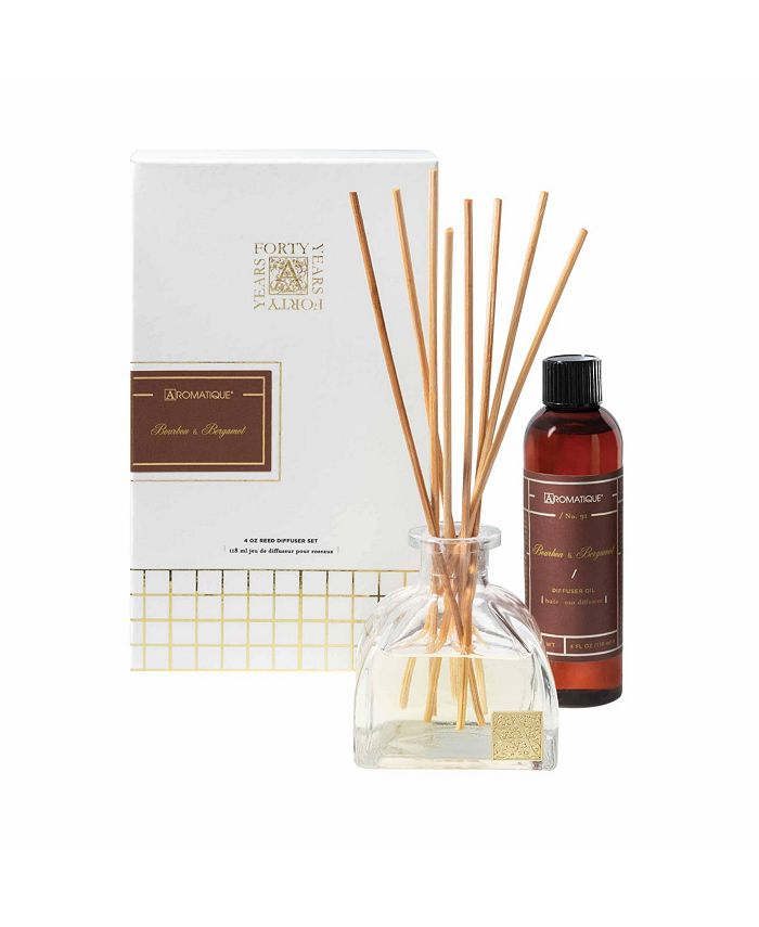 Aromatique 40th Anniversary Bourbon and Bergamot Reed Diffuser Set, 10 ...