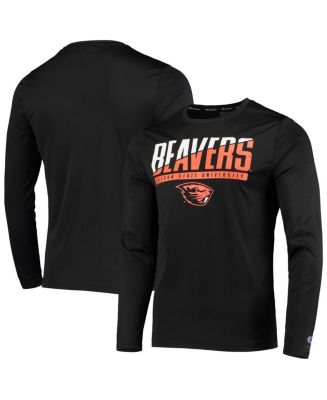 Men's Champion Black Oregon State Beavers Wordmark Slash Long Sleeve T ...