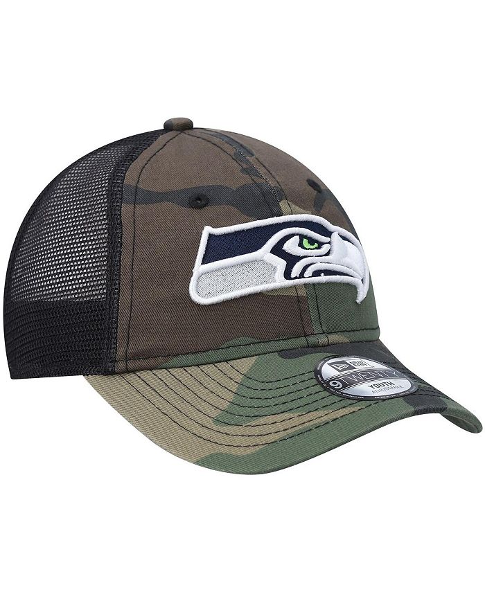 New Era Big Boys Camo, Black Seattle Seahawks Trucker 9TWENTY Snapback ...