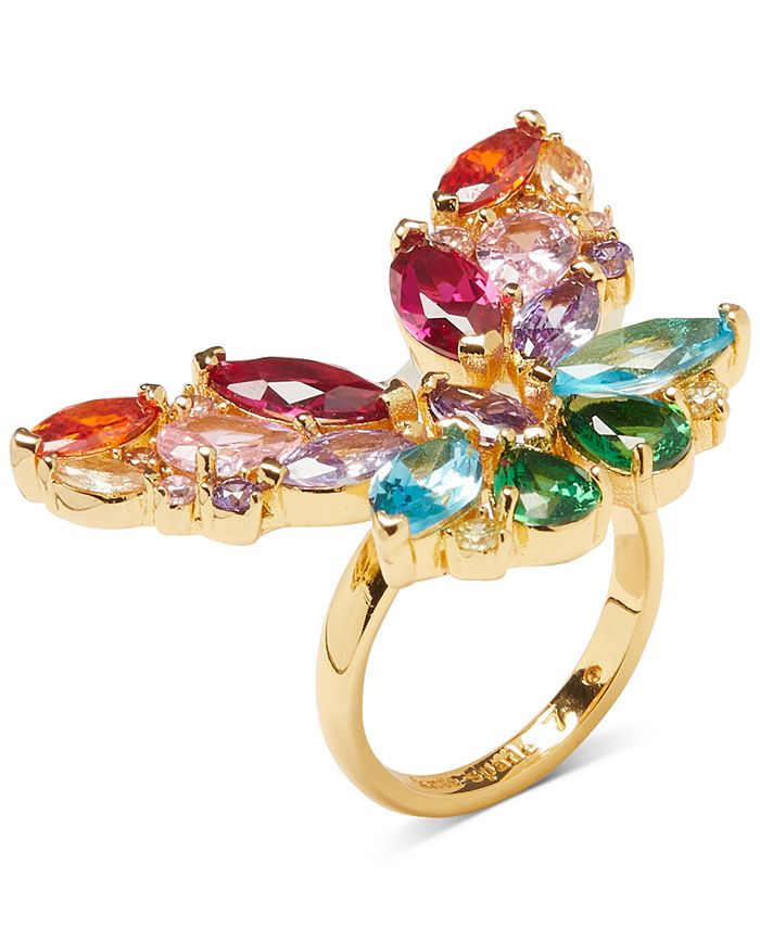 kate spade new york Gold-Tone Multicolor Cubic Zirconia Butterfly ...