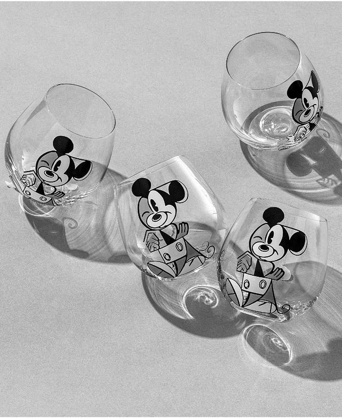 JoyJolt Disney Mickey Mouse Constructive Stemless Glasses, Set of 4 ...