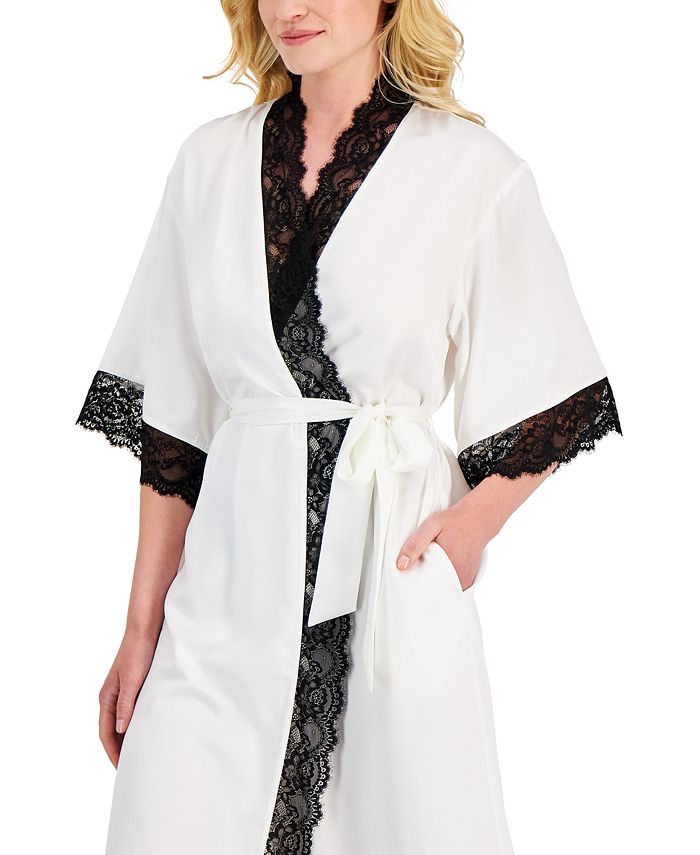I.N.C. International Concepts Women's Lace Trim Long Wrap Robe, Created ...