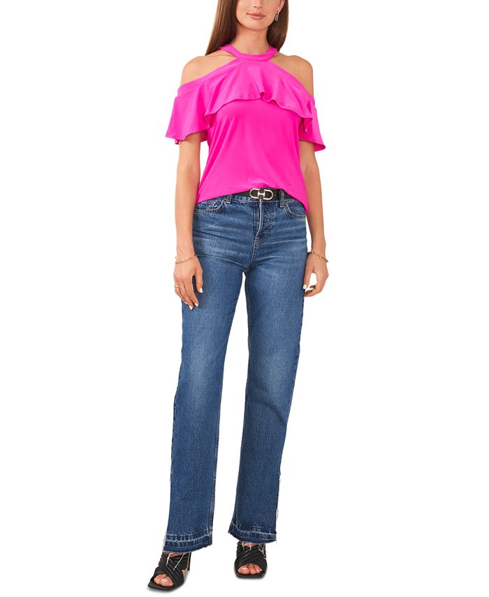 Sam & Jess Ruffled Cold-Shoulder Top & Reviews - Tops - Women - Macy's
