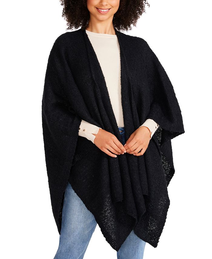 Steve Madden Women's Open Front Solid Boucle Lurex Cape Sweater - Macy's