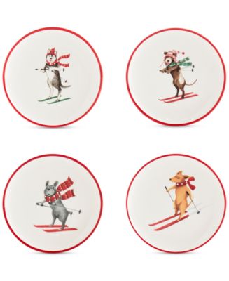 Tabletops Unlimited Furry Christmas Dog Appetizer Plates, Set of 4 - Macy's
