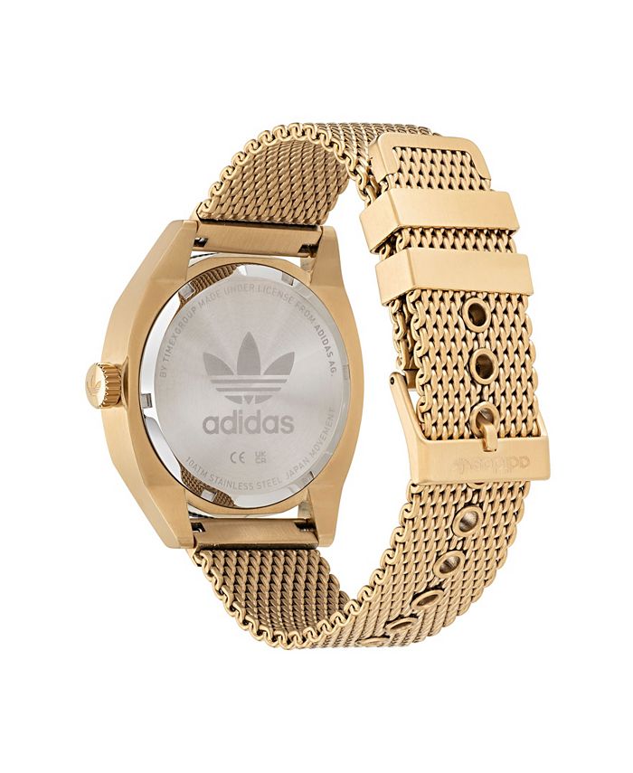 adidas Unisex Three Hand Edition Two Gold-Tone Mesh Strap Watch 42mm ...