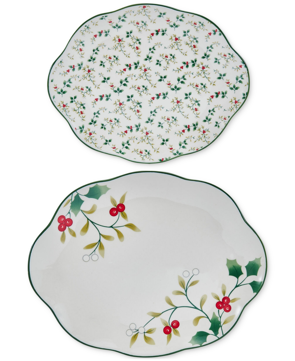 Click here for Winterberry Holiday Platters  Set of 2 - Multi Col... prices