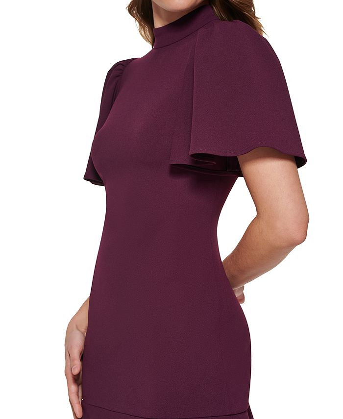 Calvin Klein Mock Neck Fit And Flare Dress Macys