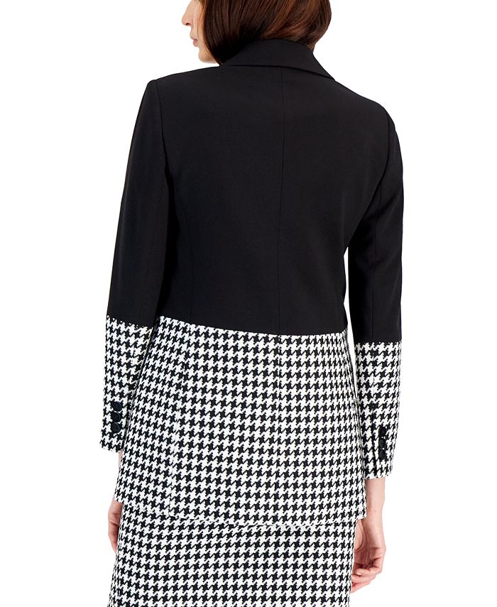 Tahari ASL Women's Houndstooth Colorblocked Jacket - Macy's