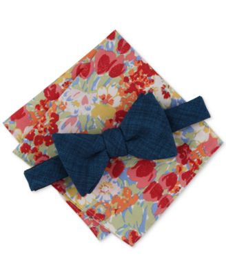 Bar III Men's Barclay Solid Bow Tie & Pocket Square Set, Created for ...