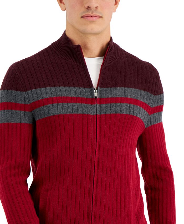 Alfani Men's Regular-Fit Colorblocked Stripe Full-Zip Cardigan, Created ...