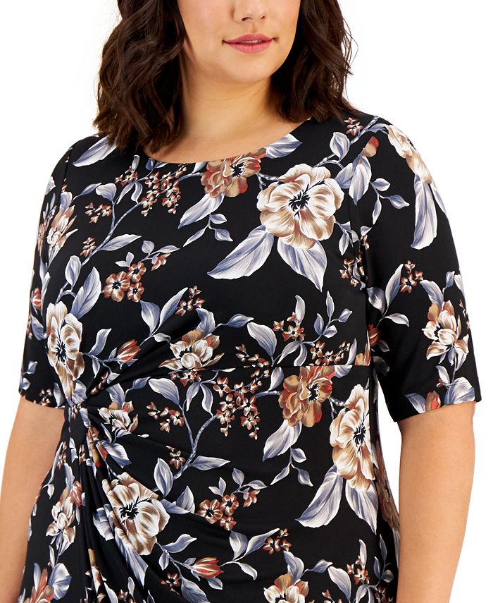 Connected Plus Size Printed Side-Tab Dress - Macy's