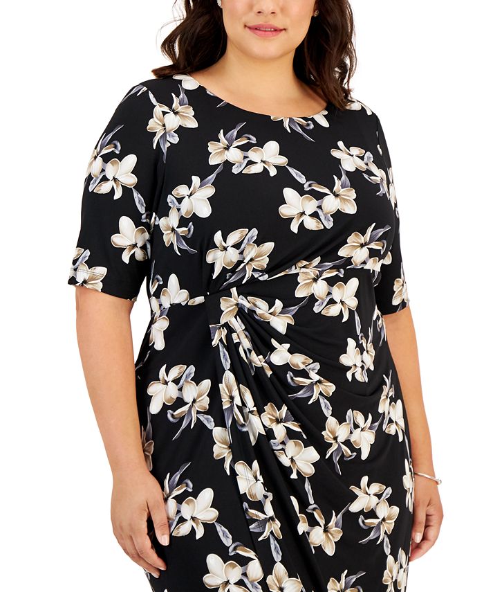 Connected Plus Size Printed Side-Tab Sheath Dress - Macy's