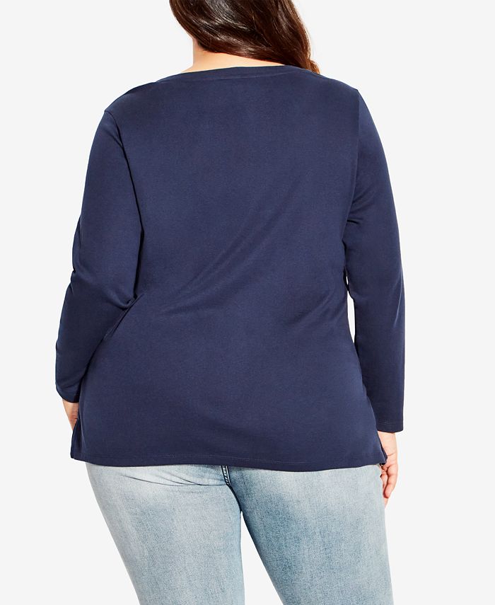 Avenue Plus Size V-Neck Long Sleeve Top & Reviews - Tops - Plus Sizes ...
