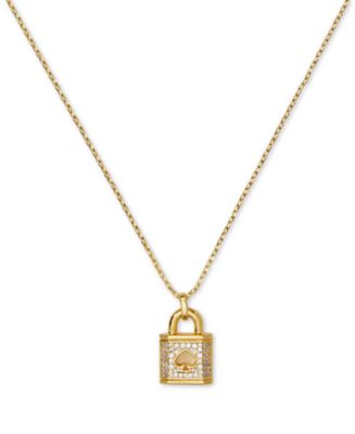 Kate Spade New York Pavé Padlock Mini Pendant Necklace, 16" + 3 ...