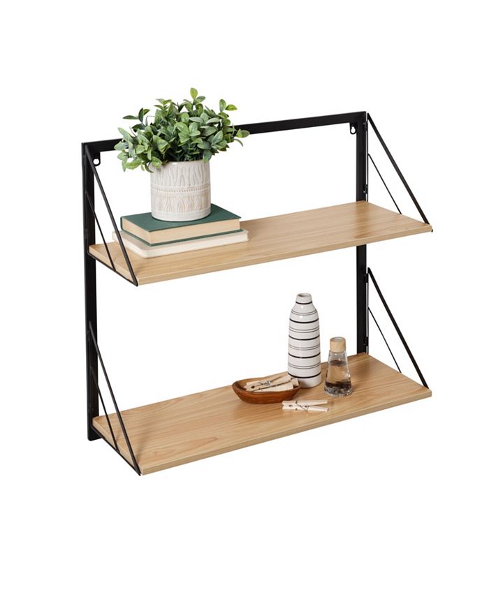 Honey Can Do Modern 2 Tier Wall Mounted Shelf with Easy to Hang Design ...