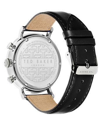 Ted Baker Men's Marteni Chronograph Black Leather Strap Watch 46mm - Macy's