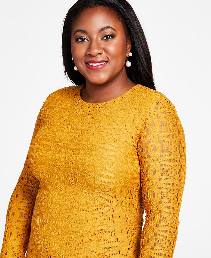 Kasper Lace Side-Pleated Bodycon Midi Dress & Reviews - Dresses - Women ...