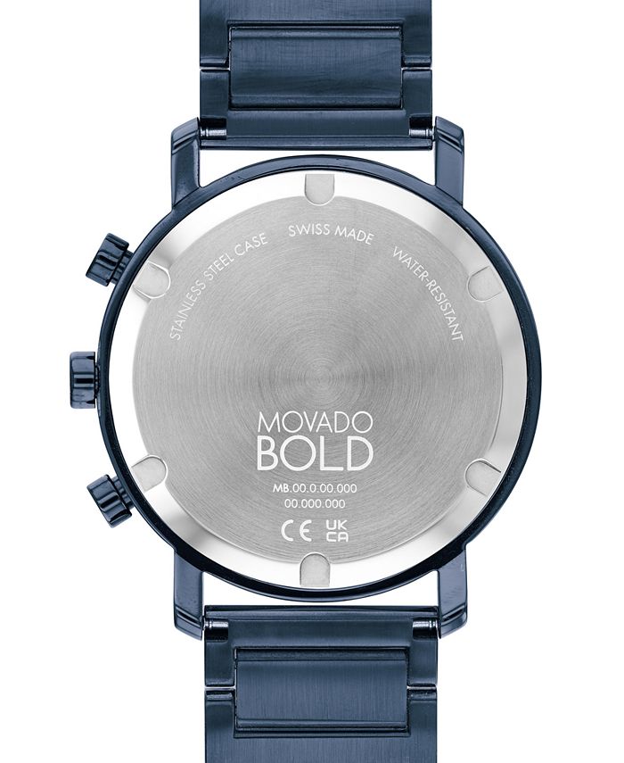 Movado Men's Swiss Chronograph Bold Evolution Blue Ion-Plated Steel ...