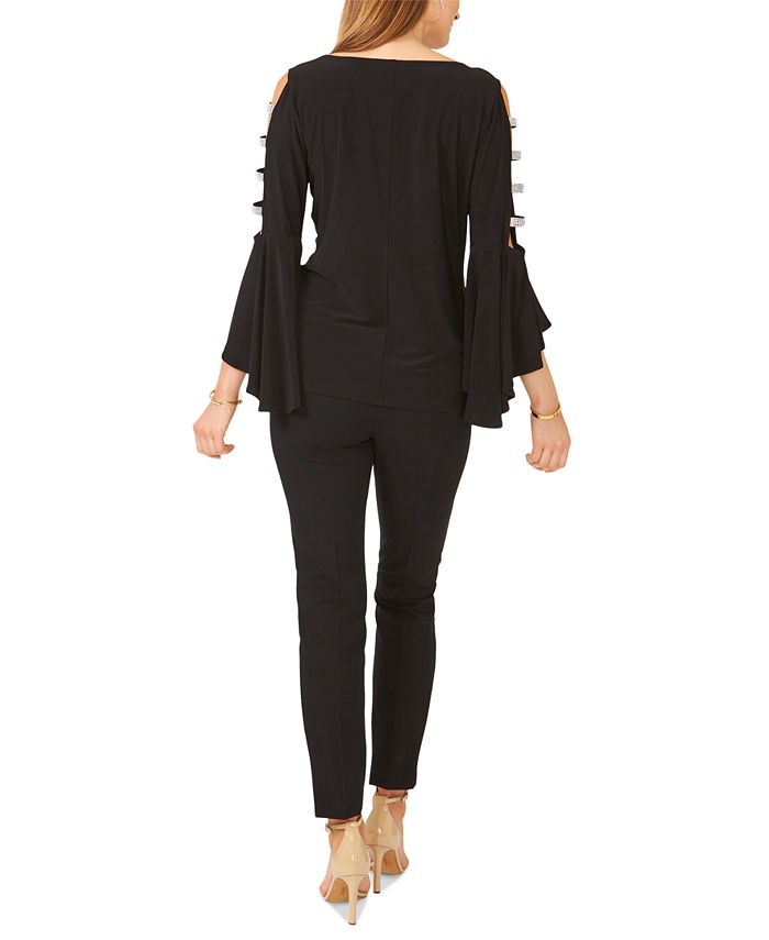 MSK Petite Ladder-Trim Bell-Sleeve Top - Macy's