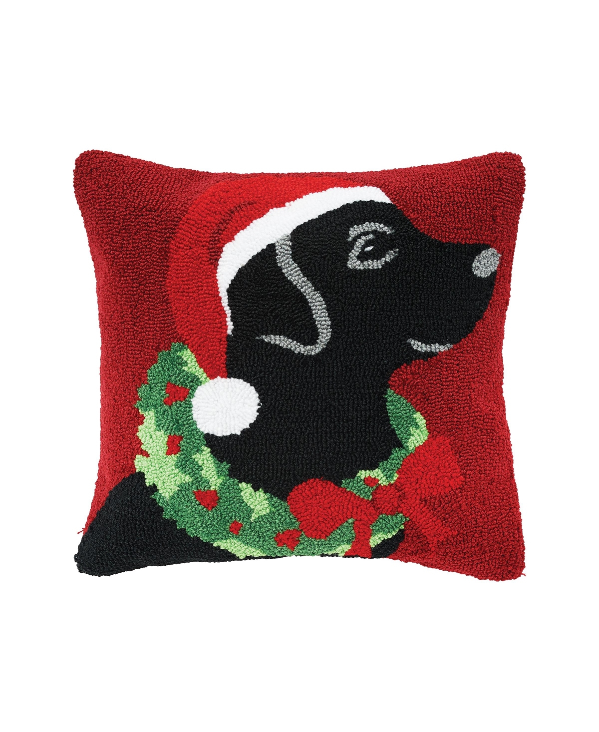 Click here for Lab & Wreath Hooked Christmas Throw Pillow  18... prices