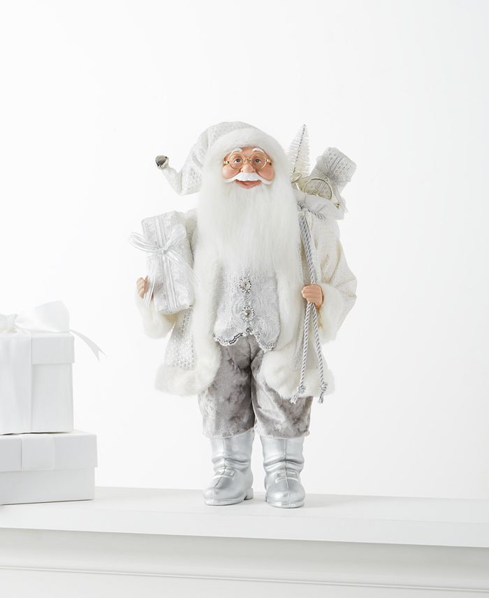 Holiday Lane Santas 18"H Silver Standing Santa with Gifts, Created for ...