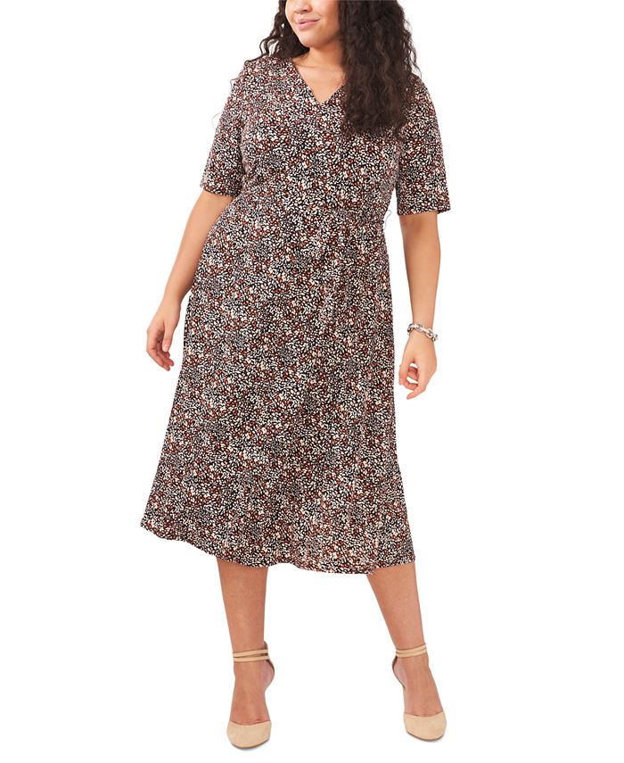 MSK Plus Size Belted Midi Dress - Macy's