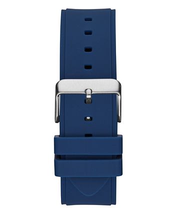 GUESS Men's Quartz Blue Silicone Strap Multi-Function Watch 46mm - Macy's