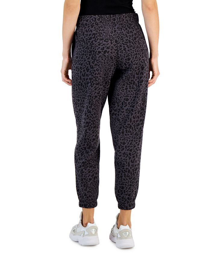 ID Ideology Petite Fleece Cheetah-Print Jogger Pants, Created for Macy ...