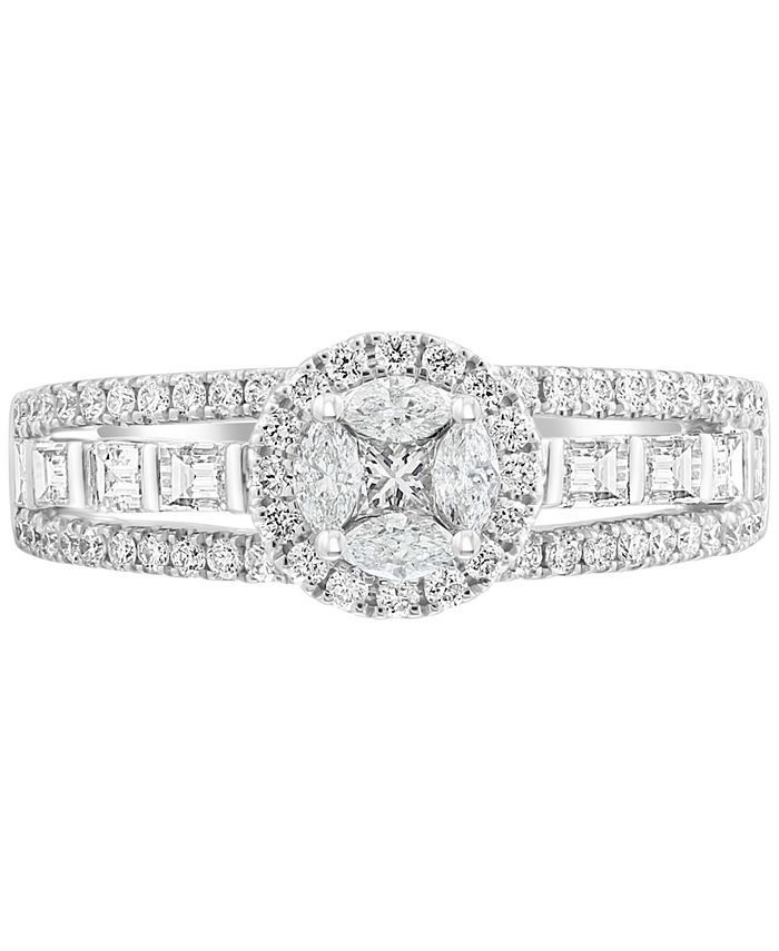 EFFY Collection EFFY® Diamond Round Halo Cluster Ring (7/8 ct. t.w.) in ...
