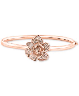 EFFY® Diamond Pavé Rose Bangle Bracelet (1/10 ct. t.w.) in 14k Rose ...
