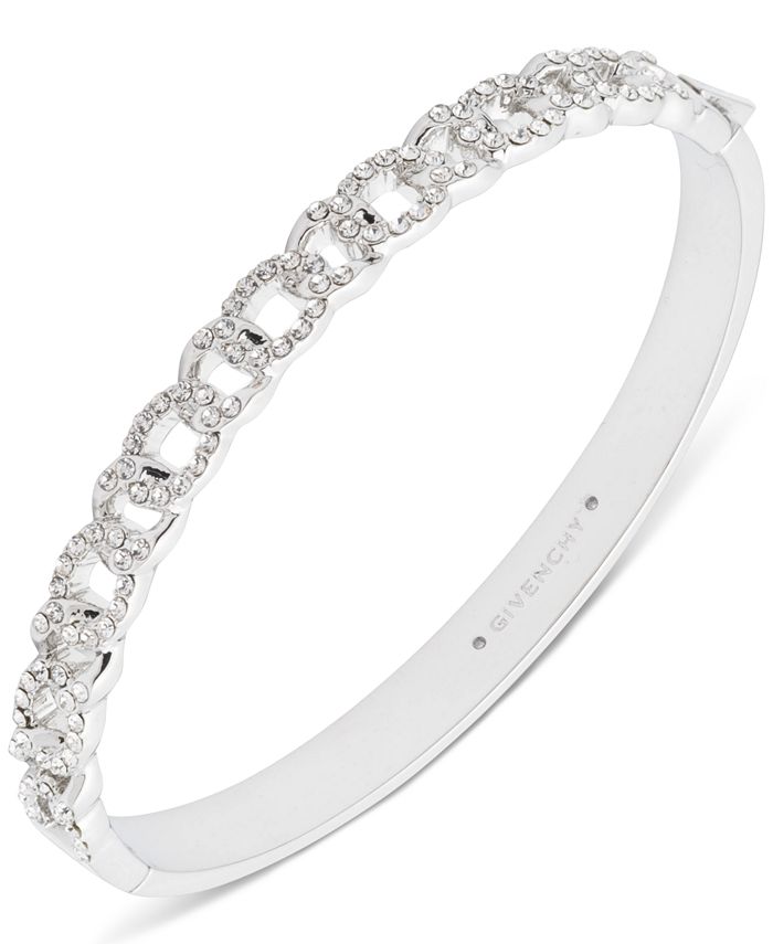Givenchy Silver-Tone Pavé Curb Chain Bangle Bracelet - Macy's