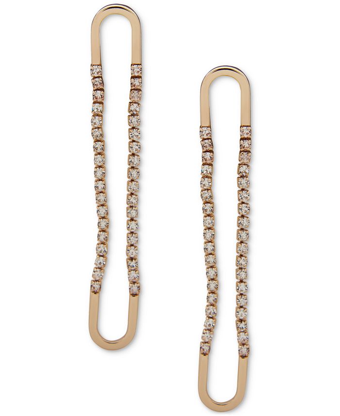 KARL LAGERFELD PARIS Gold-Tone Crystal Chain Linear Earrings - Macy's