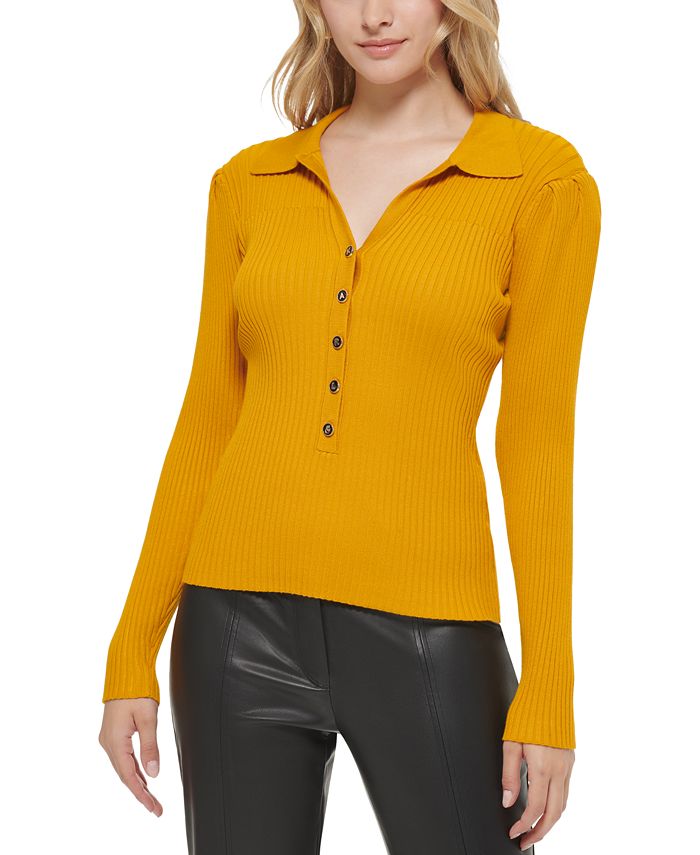 Karl Lagerfeld Paris Women's Button Collar Sweater & Reviews - Sweaters ...