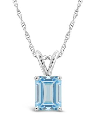 Aquamarine Pendant Necklace 1 3 8 ct.t.w in 14K White Gold
