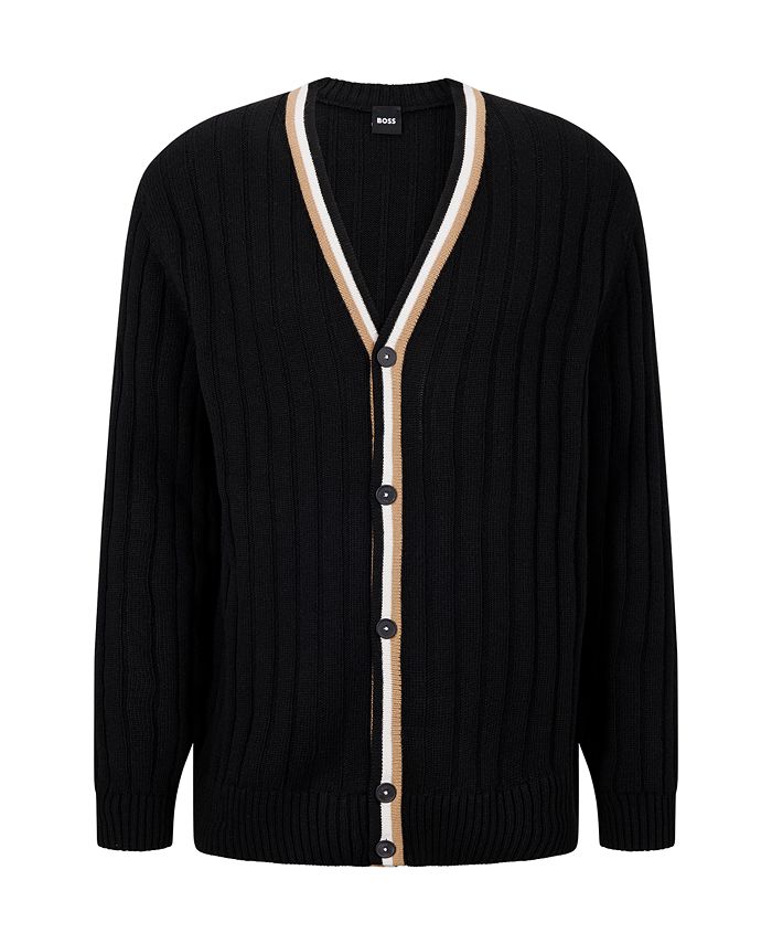 Hugo Boss Men's Relaxed-Fit Ribbed Cardigan - Macy's