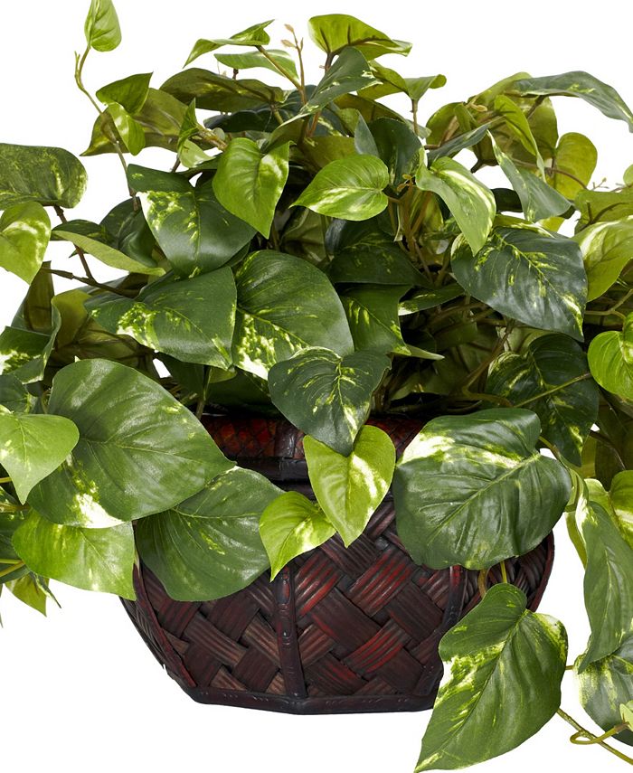 Nearly Natural Pothos Artificial Plant in Decorative Vase - Macy's