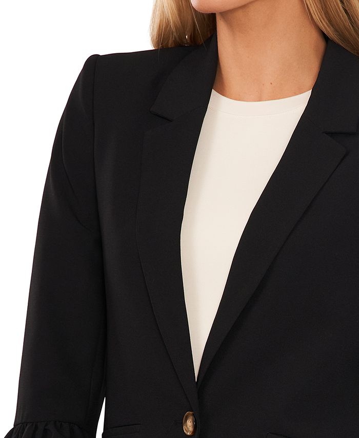 CeCe Women's Ruffle Sleeve Welt Pocket Blazer - Macy's