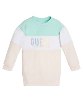 GUESS Little Girls Striped Bedazzled Logo French Terry Dress - Macy's