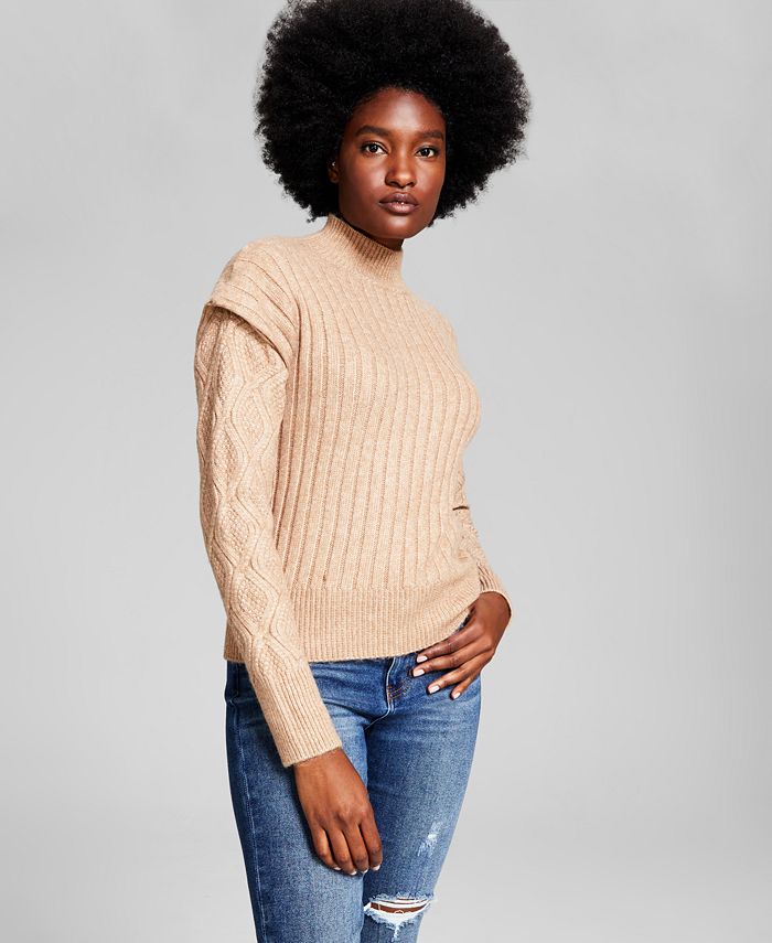 And Now This Women's Puff-Shoulder Long-Sleeve Sweater - Macy's