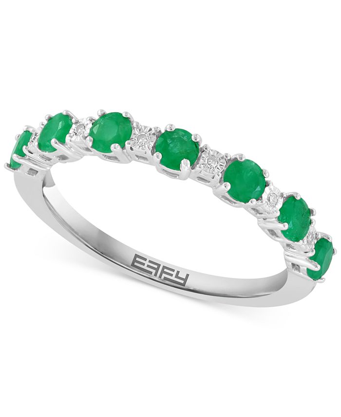 EFFY Collection EFFY® Emerald (5/8 ct. t.w.) & Diamond Accent Stacking ...