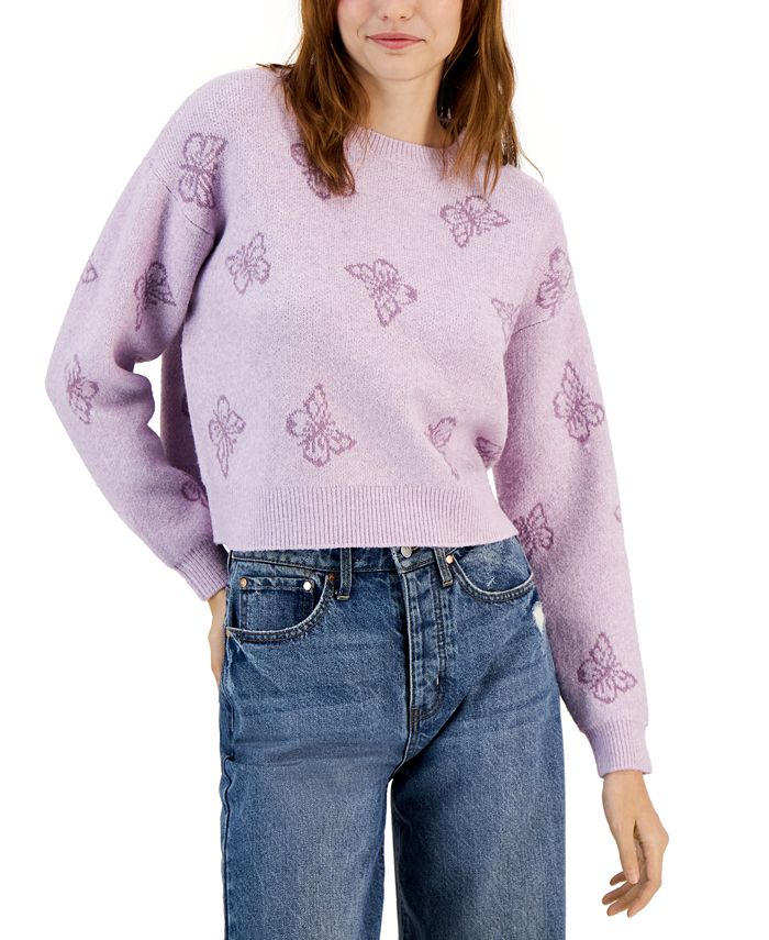 Hooked Up by IOT Juniors' Drop-Shoulder Cropped Sweater - Macy's