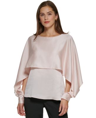 DKNY Women's Cape-Overlay Crewneck Top - Macy's