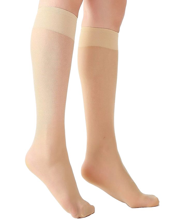 LECHERY Women's European Made Matte Silky Sheer 15 Denier Knee-High ...