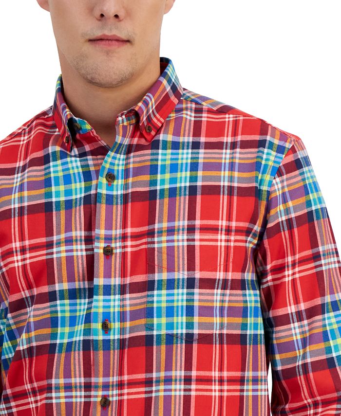 Club Room Mens Holiday Classic Fit Plaid Button Down Shirt Created
