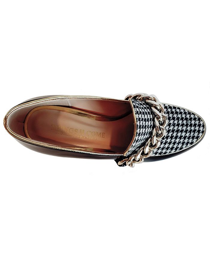 THINGS II COME Women's Piya Luxurious Chunk Chainy Block Heel Platform ...