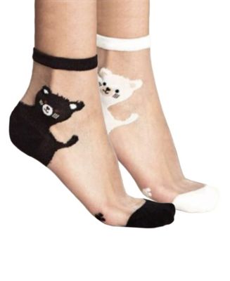 Stems Women's Sheer Cats Two Pair Pack Socks - Macy's