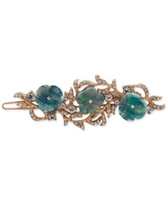 lonna & lilly Gold-Tone Blue Green Flower Barrette - Macy's