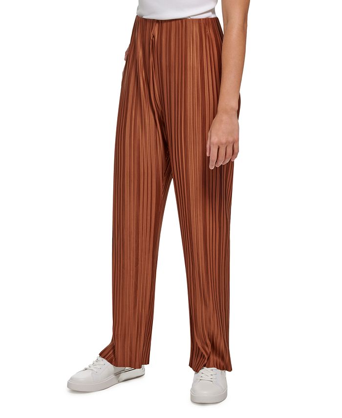 Calvin Klein Womens Pleated Wide Leg Pants And Reviews Pants And Capris Women Macys