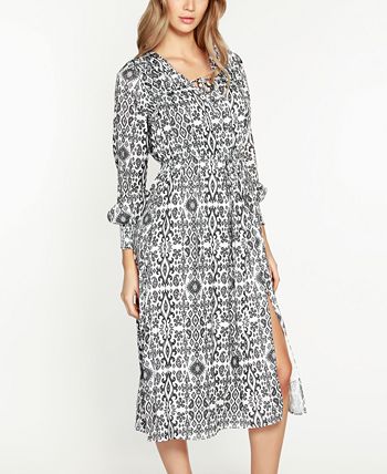 Belldini Women's Black Label Ikat Printed Long Sleeve Dress & Reviews ...